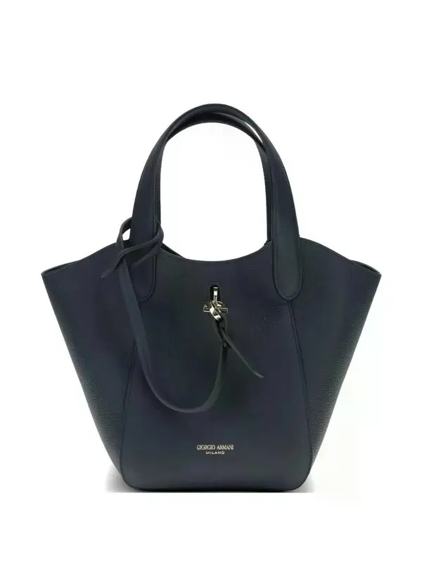 Giorgio Armani Leather Top Handle Tote Bag - Blue