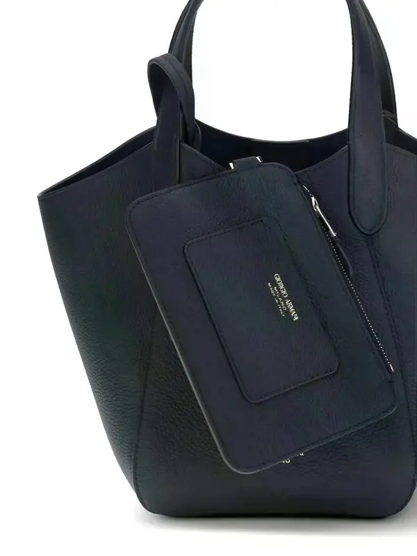 Giorgio Armani Leather Top Handle Tote Bag - Blue
