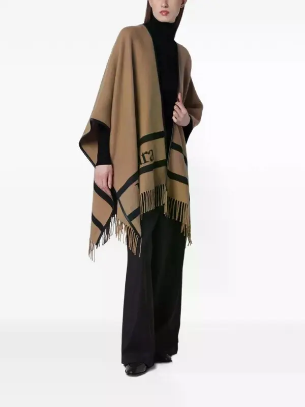 Max Mara Logo-jacquard Fringed Poncho