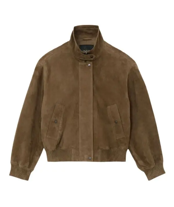 REISS Cara Suede Bomber Jacket