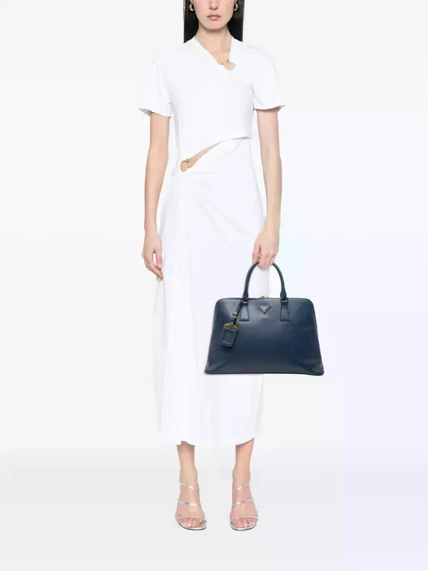 Prada Large Saffiano Lux Promenade Satchel - Blue