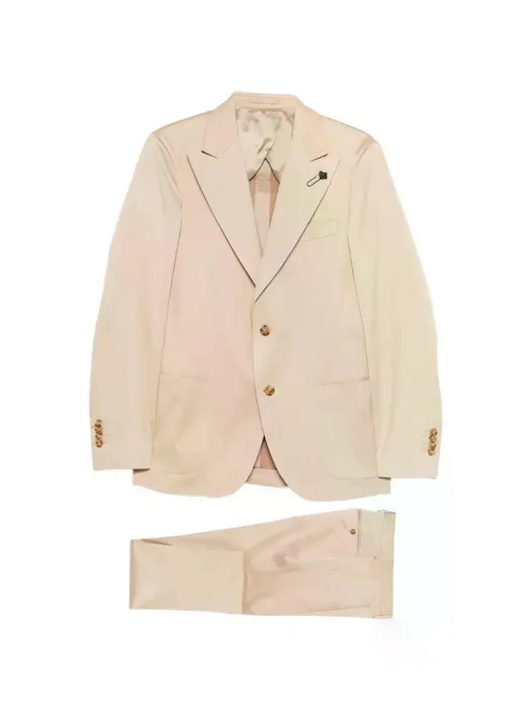LARDINI Single-breasted Cotton Suit - Neutrals