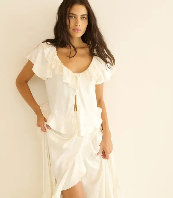 DÔEN Floriette Jacquard Top - Salt