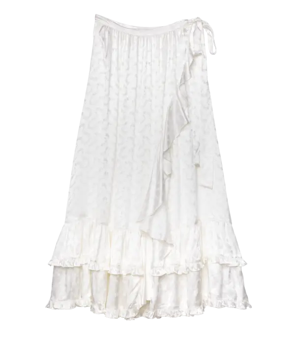 DÔEN Fiorenza Jacquard Ruffle Skirt - Salt