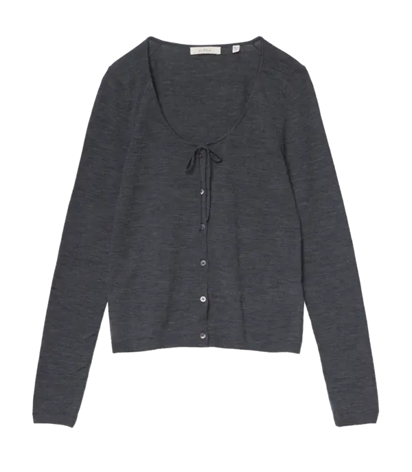 DÔEN Naida Merino Wool Cardigan - Charcoal Grey