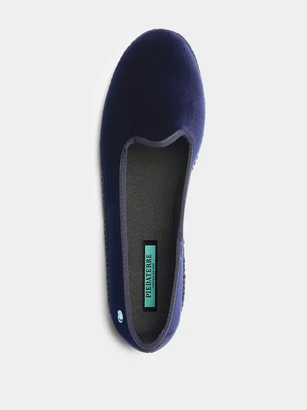 PIEDATERRE Modigliani Velvet Slippers - Blue
