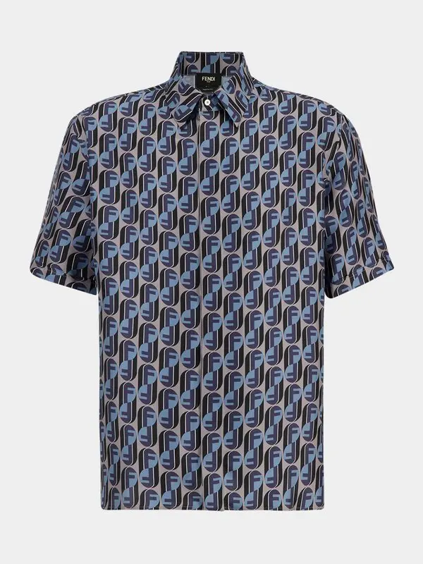 Fendi Blue Silk Fendinity Printed Shirt - Multicolour