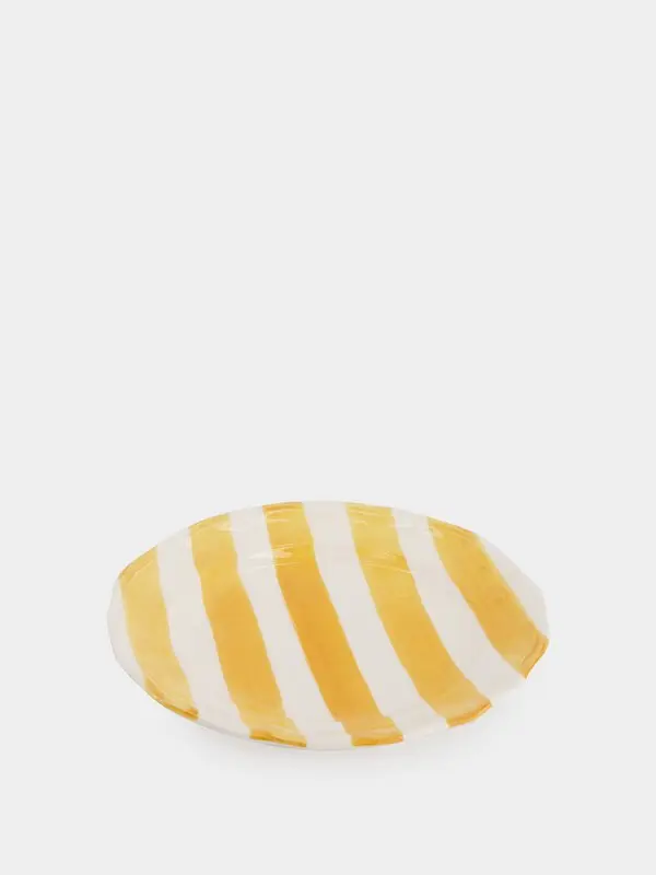 LES-OTTOMANS Striped Ceramic Dessert Plate