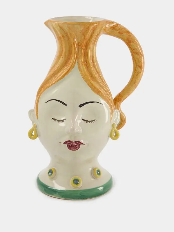 LES-OTTOMANS Handpainted Ceramic Jug - Multicolour