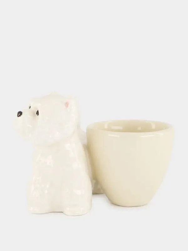 QUAIL CERAMICS Westie Egg Cup - White