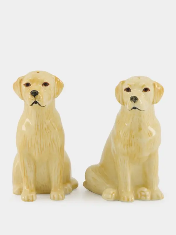 QUAIL CERAMICS Labrador Salt And Pepper Set - Gold