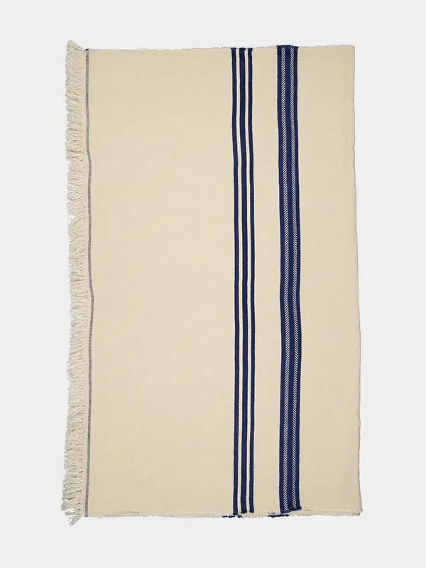 LIBECO Indigo Stripe Linen Tablecloth - Blue
