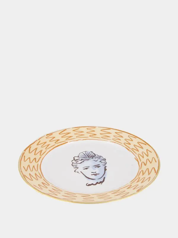 GINORI 1735 Il Viaggio Di Nettuno Terracotta Flat Plate - Orange