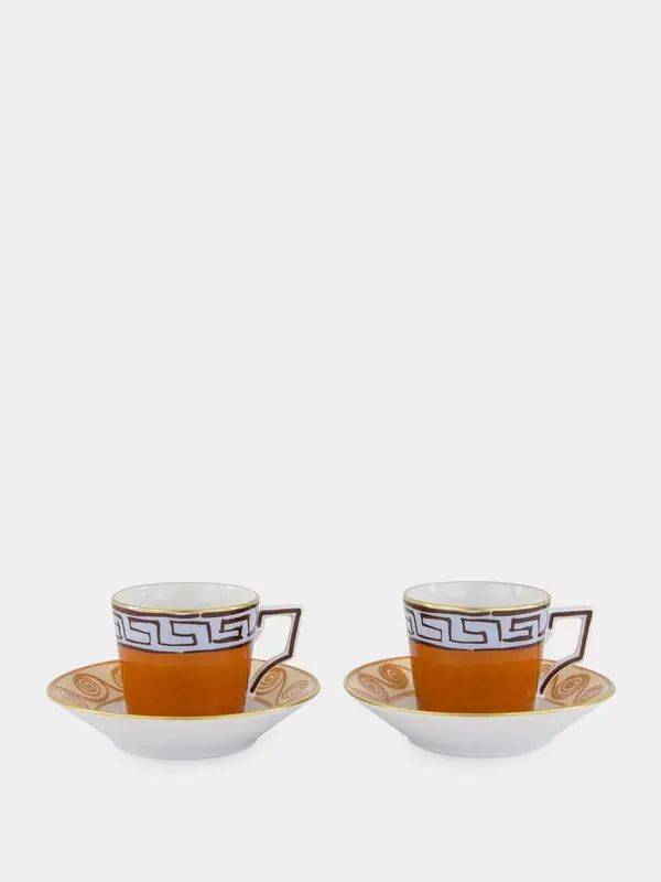 GINORI 1735 Il Viaggio Di Nettuno Coffee Set For Two - Orange
