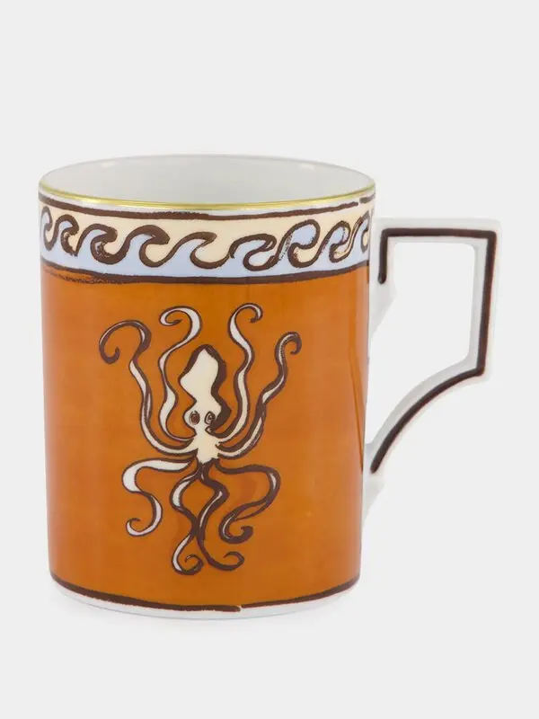 GINORI 1735 Il Viaggio Di Nettuno Terracotta Mug - Orange