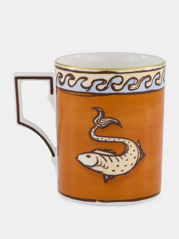 GINORI 1735 Il Viaggio Di Nettuno Terracotta Mug - Orange