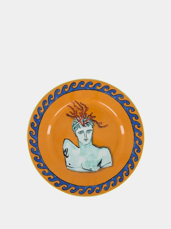 GINORI 1735 Il Viaggio Di Nettuno Dessert Plate - Orange
