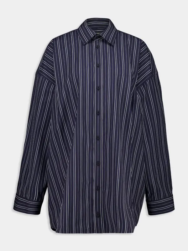 Balenciaga Striped Poplin Shirt-dress - Blue
