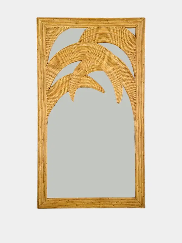 SANTANO Rectangular Rattan Framed Mirror - Brown