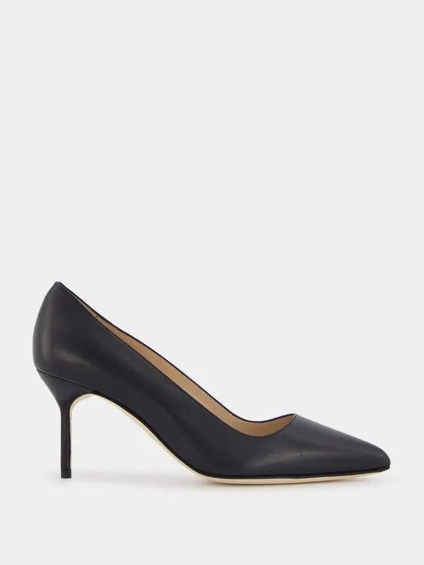 Manolo Blahnik Tora 70mm Leather Pumps - Black