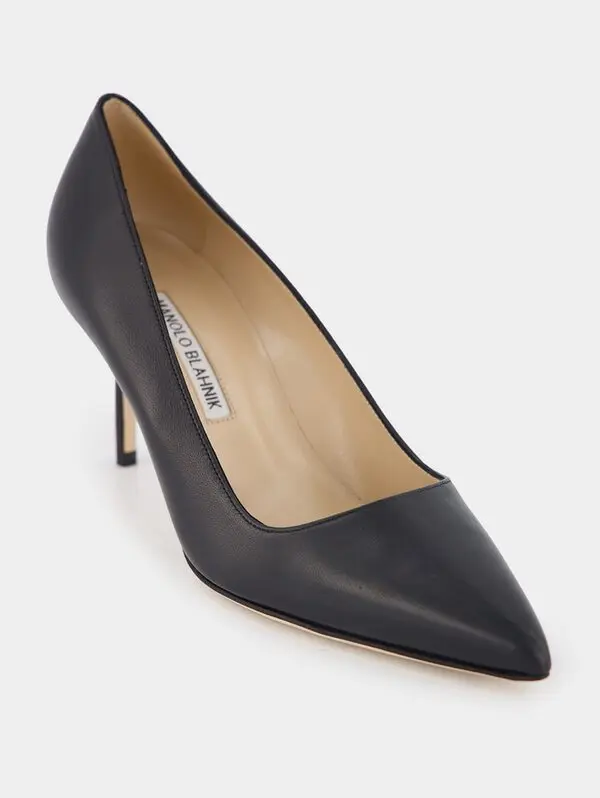 Manolo Blahnik Tora 70mm Leather Pumps - Black