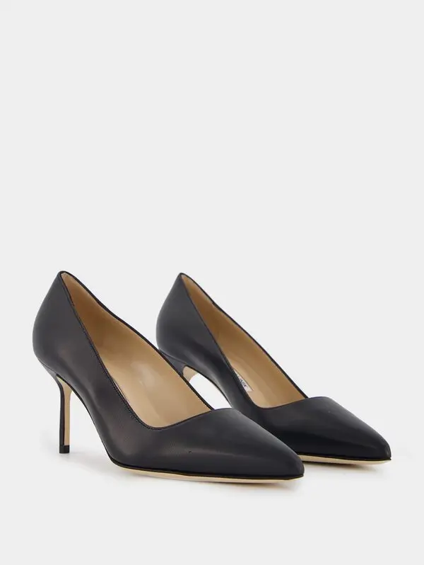 Manolo Blahnik Tora 70mm Leather Pumps - Black