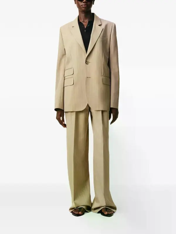 AMI Paris Wool Gabardine Single-breasted Boxy Jacket - Neutrals