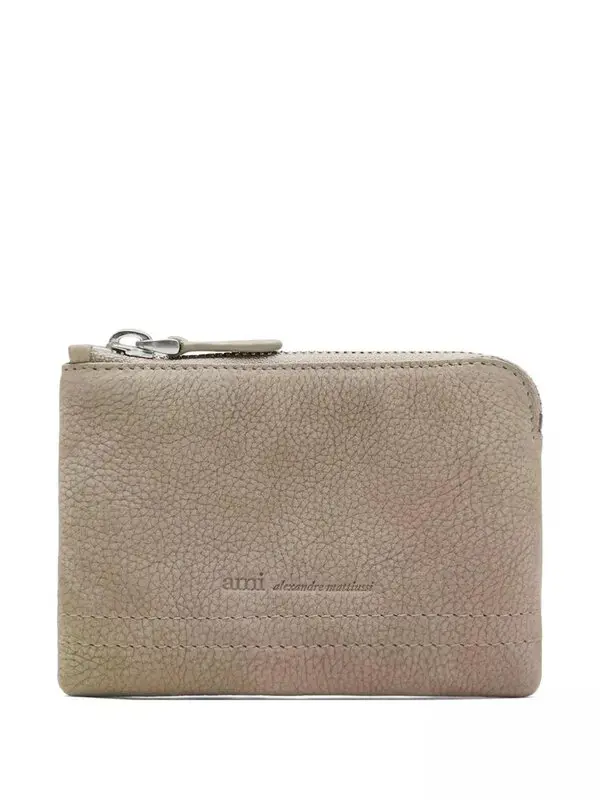 AMI Paris Carrousel Zipped Leather Wallet - Neutrals
