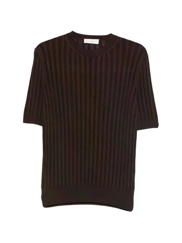 LUIGI GENTILE Open-knit Short-sleeved Sweater