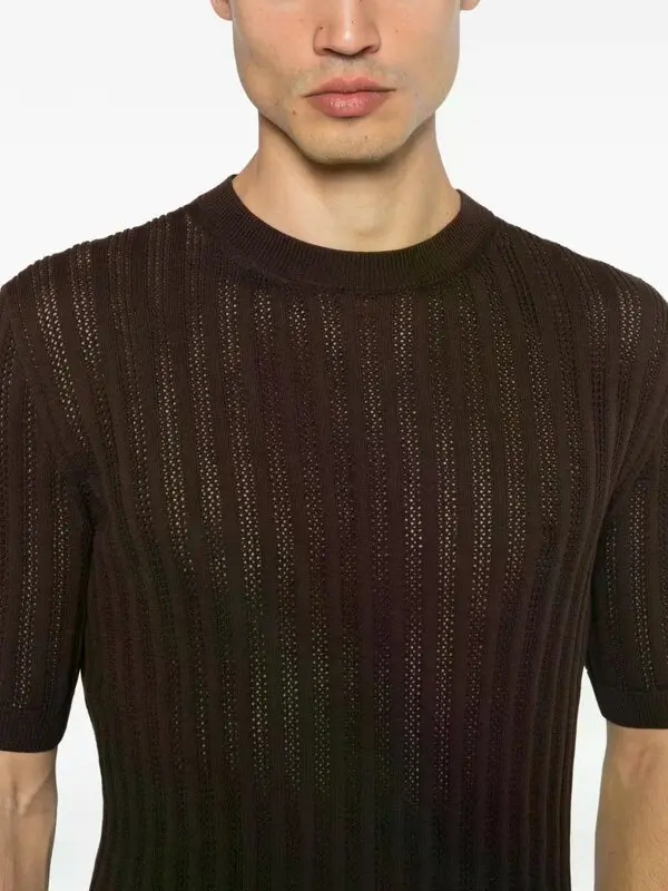 LUIGI GENTILE Open-knit Short-sleeved Sweater