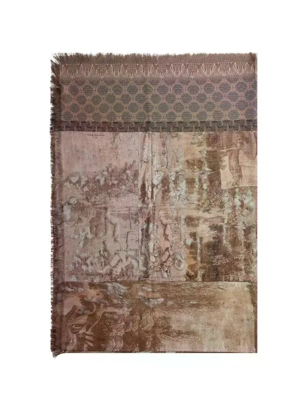 PIERRE-LOUIS MASCIA Fringed Patterned Scarf - Neutrals