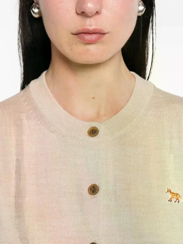 Maison Kitsuné Fox-embroidered Button Cardigan