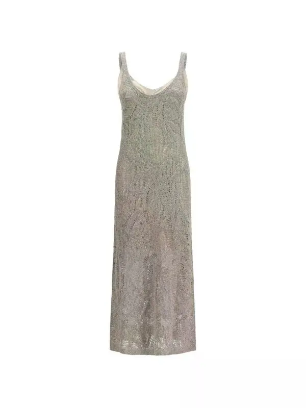 Brunello Cucinelli Sleeveless Embellished Knit Maxi Dress