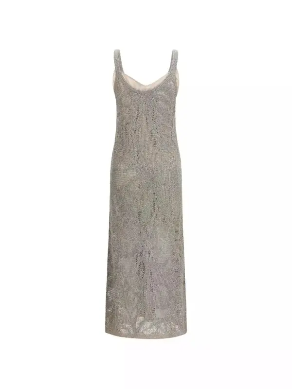 Brunello Cucinelli Sleeveless Embellished Knit Maxi Dress
