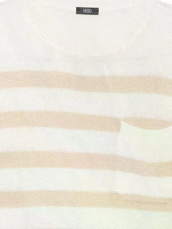 HOSIO Striped Patch-pocket Sweater
