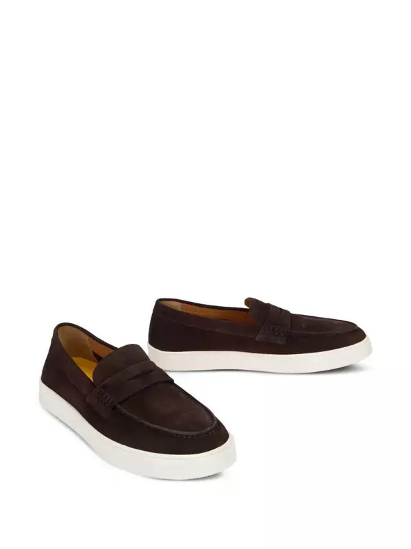 DOUCAL'S Suede Penny Loafer Sneakers - Brown