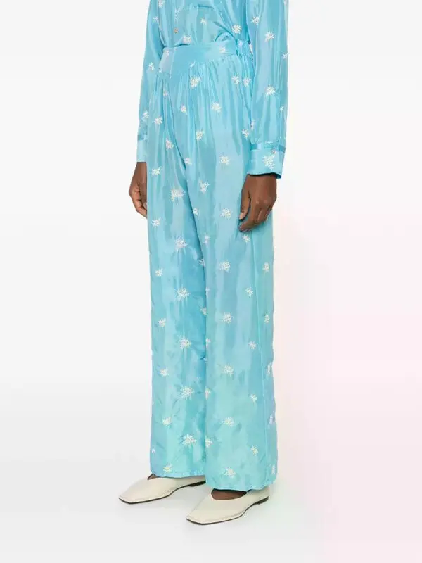 FORTE_FORTE Floral Embroidered Trousers - Blue