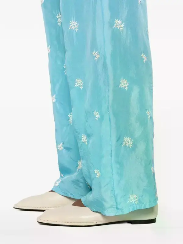 FORTE_FORTE Floral Embroidered Trousers - Blue