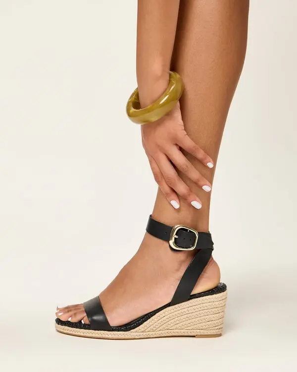 Vince Camuto Fainel Espadrille Wedge Sandal - Black Leather