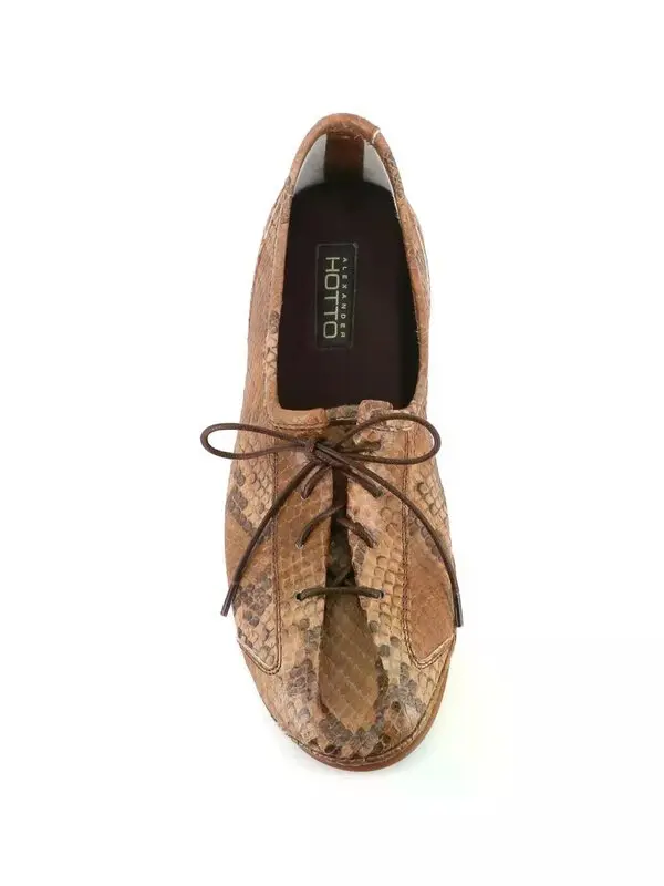 ALEXANDER HOTTO Snakeskin-effect Lace-up Flats - Brown