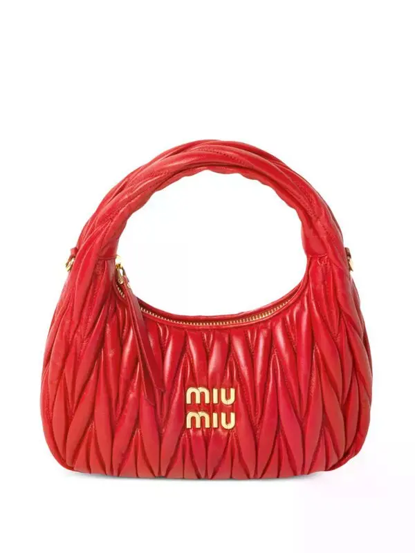 Miu Miu Wander Matelassé Nappa Leather Bag - Red