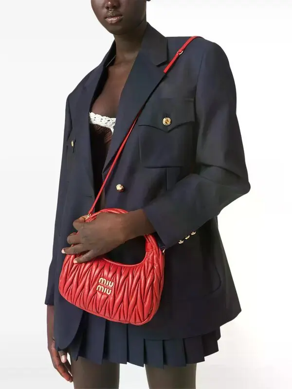 Miu Miu Wander Matelassé Nappa Leather Bag - Red