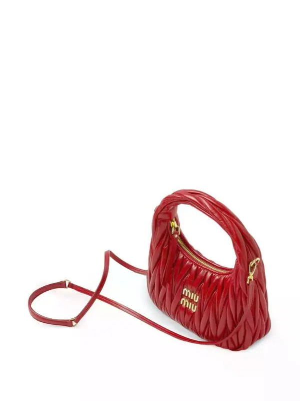 Miu Miu Wander Matelassé Nappa Leather Bag - Red