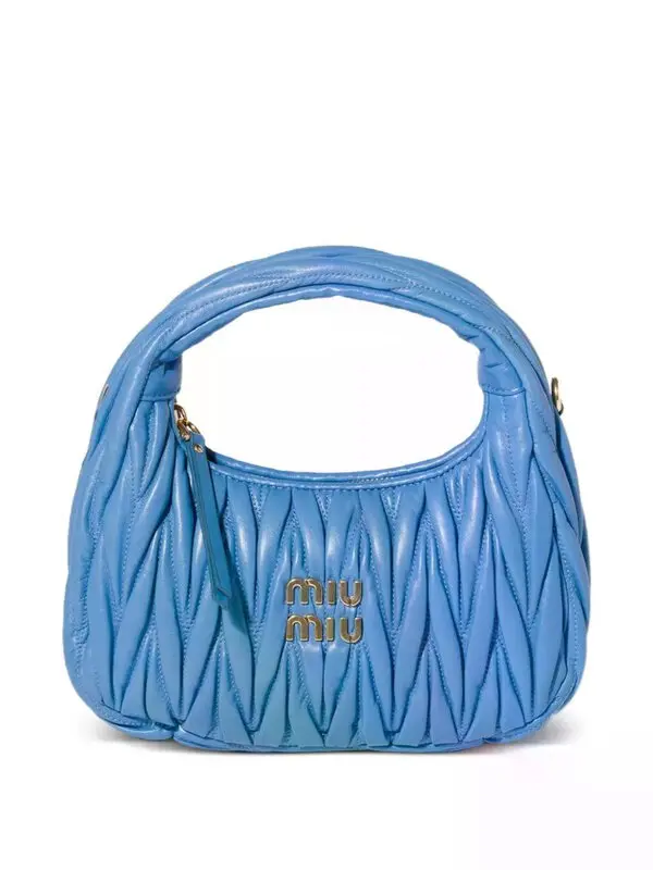 Miu Miu Wander Matelassé Nappa Leather Tote Bag - Blue