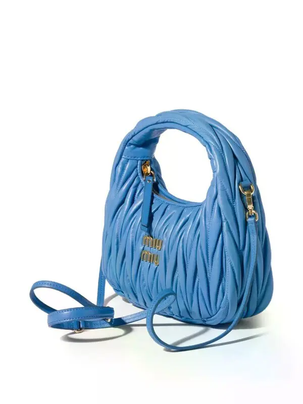 Miu Miu Wander Matelassé Nappa Leather Tote Bag - Blue