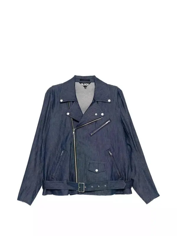 Comme Des Garçons Belted Biker-style Denim Jacket