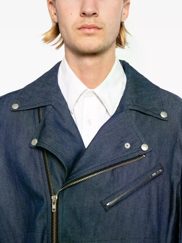 Comme Des Garçons Belted Biker-style Denim Jacket