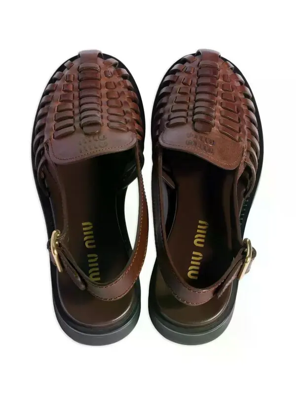 Miu Miu Woven Leather Slingback Loafers