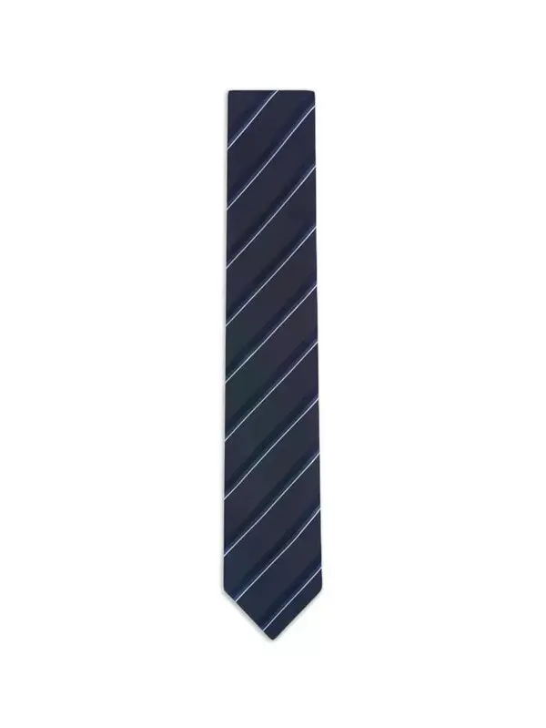 Canali Striped Silk Neck Tie - Blue