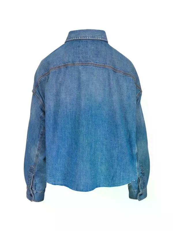 R13 Cropped Denim Shirt - Blue